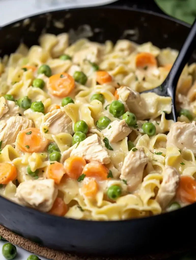 Chicken Pot Pie Noodle Skillet – Then and Now Recipes