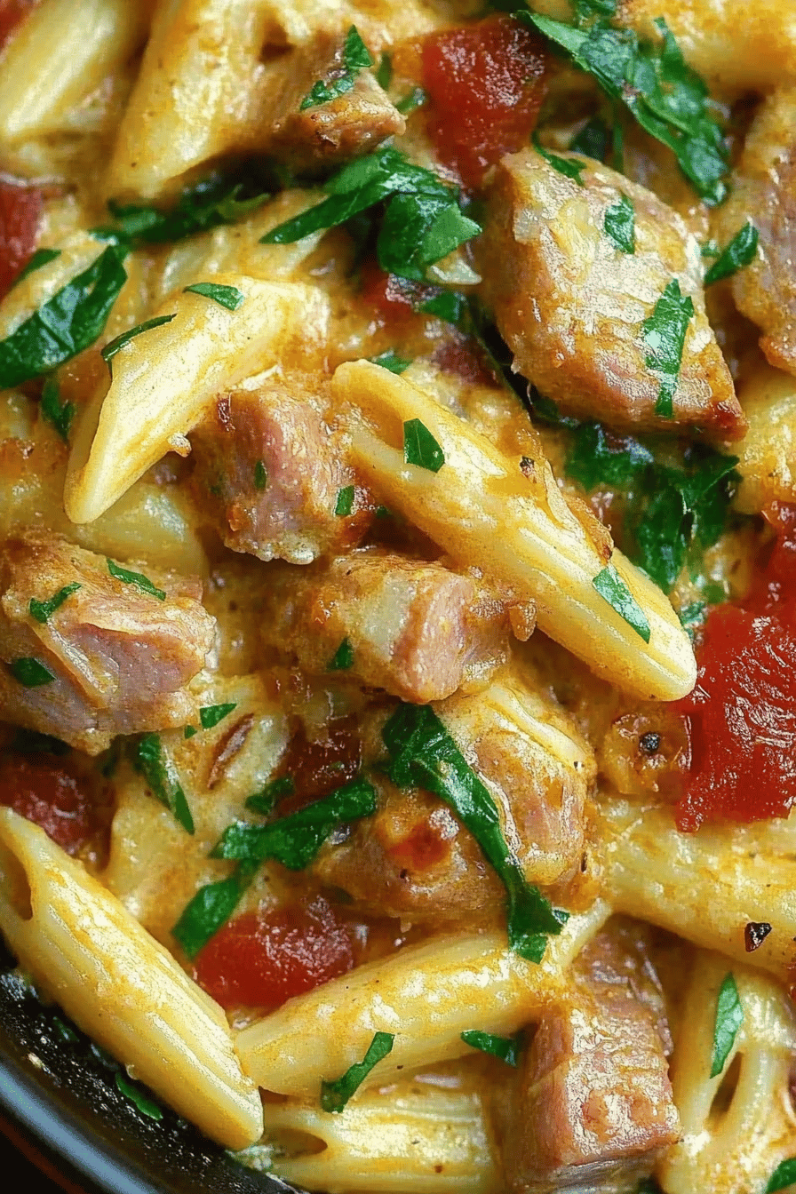 Creamy Tuscan Pork Pasta Skillet – Then and Now Recipes