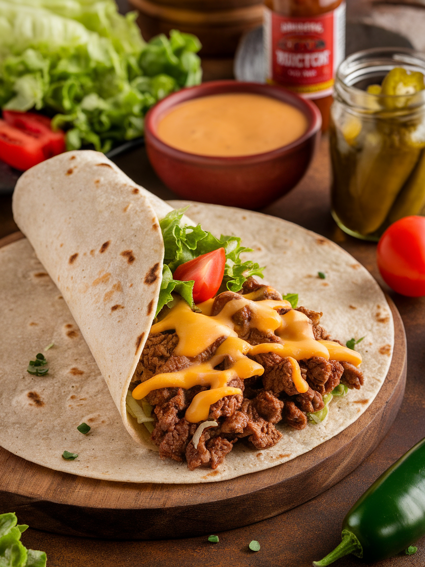 Nacho Cheese Beef Wrap – Then and Now Recipes